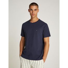 Tommy Hilfiger Damen T-Shirt &raquo;ESSENTIAL REG FIT SOLID TEE mit Stickerei und Rundhals&laquo; unifarben, casual, regular fit, Baumwolle, Rundhals blau L