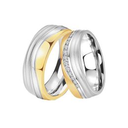 DOOSTI Trauring &raquo;Schmuck Geschenk Edelstahl Trauring Ehering Partnerring LIEBE&laquo; wahlweise mit oder ohne Zirkonia edelstahlfarben-gelbgoldfarben 60...