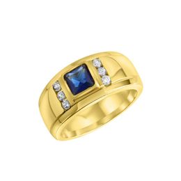 Firetti Fingerring »Schmuck Geschenk Silber 925 Silberring Siegelring-Optik« mit Glasstein, Zirkonia (synth.) goldfarben-blau-kristallweiß 19...