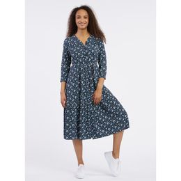 Ragwear Sommerkleid »MEVE« mit Alloverdruck, Taillen-Bindegürtel und Knpfleiste NAVY L (40) - N-Gr N-Gr L (40) Vegan, von PETA verifiziertes Kleid...