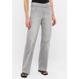 Angels Damen Angels Relax-fit-Jeans &raquo;LIZ BELT&laquo; mit integriertem G&uuml;rtel grau 48, L&auml;nge 31