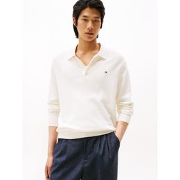 Tommy Hilfiger Polokragenpullover &raquo;PIMA ORG CTN CASHMERE LS POLO&laquo; Flag-Stickerei auf Brust Ivory Petal XL XL Strickpullover von Tommy Hilfiger
