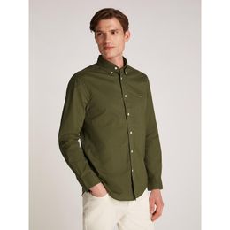 Tommy Hilfiger Businesshemd »FLEX POPLIN SOLID RF SHIRT mit Button-down und Rückenfalte« unifarben, klassisch, regular fit, Baumwolle, Kragen Army...