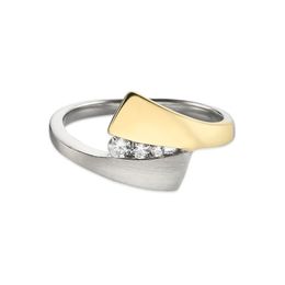 Bruno Banani Fingerring »Schmuck Geschenk Silber 925 Damenring« mit Zirkonia (synth.) silberfarben-gelbgoldfarben-kristallweiß 59 Edler Ring im...