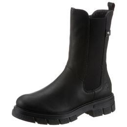 Rieker Chelseaboots, Stiefelette, Blockabsatz, Boots mit breitem Stretcheinsatz schwarz 38 38 Klassischer Boots mit Profilsohle