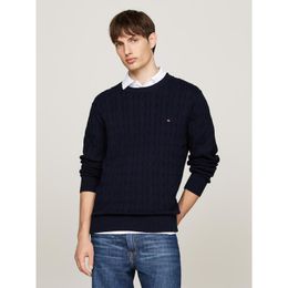 Tommy Hilfiger Strickpullover »CLASSIC CABLE CREW NECK mit Strukturstrick und Flaglabel« unifarben, casual, regular fit, Baumwolle, Rundhals Desert...