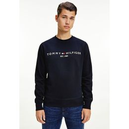 Tommy Hilfiger Herren Sweatshirt &raquo;TOMMY LOGO SWEATSHIRT mit Rundhals und Stickerei&laquo;, unifarben, casual, regular fit, Baumwollmix, Rundhals blau XXL (