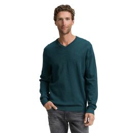 Tom Tailor V-Ausschnitt-Pullover mit kleiner Logo-Stickerei sapphire green melange 3XL 3XL Strickpullover von Tom Tailor