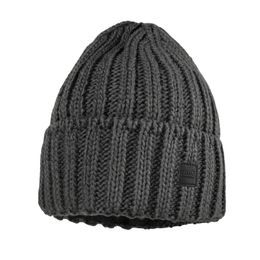 MaxiMo Strickmütze Breiter Umschlag, Grobstrick, gefüttert anthrazit 55/57 Unisex-Mütze von MaxiMo