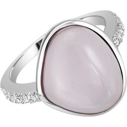Firetti Fingerring »Schmuck Geschenk Silber 925 Silberring Ring« mit Chalcedon oder Rosenquarz und Zirkonia (synth.) silberfarben-rosa-kristallweiß...