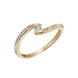 Firetti Fingerring »Schmuck Geschenk Silber 925 Silberring Ring Welle glitzernd« mit Zirkonia (synth.) gelbgoldfarben-kristallweiß 58 Eleganter...