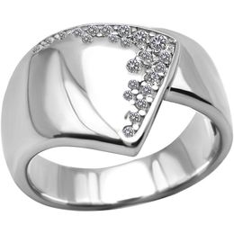 Firetti Fingerring »Schmuck Geschenk Silber 925 Damenring Ring asymmetrische Ringschiene« mit Zirkonia (synth.) silberfarben-kristallweiß 60...