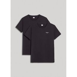 Pepe Jeans Rundhalsshirt Packung, mit Stretch schwarz + schwarz XL XL Kurzarm-Design, perfekt für wärmere Tage oder als Basisschicht im Layering-Look
