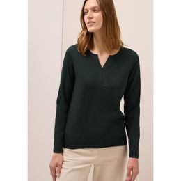Cecil Tunikashirt Split Neck, unifarben ink green S (38) S (38) Tunika-Shirt von Cecil
