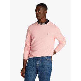 Tommy Hilfiger Rundhalspullover »ESSENTIAL STRUCTURE CREW NECK mit Struktur und Label« unifarben, casual, regular fit, Baumwolle, Rundhals Pink...
