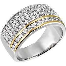 Firetti Fingerring »Schmuck Geschenk Silber 925 Silberring Ring Bicolor« mit Zirkonia (synth.) silberfarben-gelbgoldfarben-kristallweiß 60...