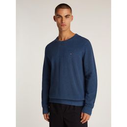 Tommy Hilfiger Rundhalspullover »ESSENTIAL STRUCTURE CREW NECK mit Struktur und Label« unifarben, casual, regular fit, Baumwolle, Rundhals Aegean...