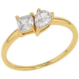 Amor Fingerring »2037225/-26/-27/-28/-29« mit Zirkonia (synth.) gelbgoldfarben-kristallweiß 54 Damen Ring der Echtschmuck-Marke Amor mit einem...