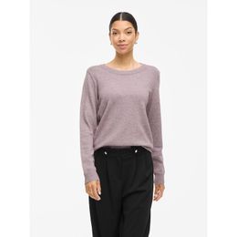 Vila Rundhalspullover »VIRIL O-NECK L/S KNIT TOP - NOOS« Toadstool Detail:LIGHT MELANGE S S Basic Pullover von Vila