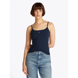Tommy Jeans Damen Spaghettitop &raquo;TJW ESSENTIAL STRAP TOP EXT&laquo; mit Logostickerei blau L (40)