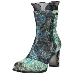 Laura Vita Stiefelette »Stiefelette Leder/Textil« Blau 40 40 Verschluss: Reißverschluss