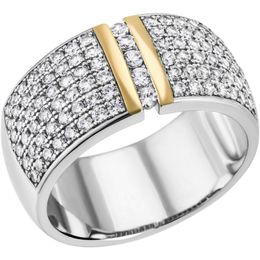 Firetti Fingerring »Schmuck Geschenk Silber 925 Silberring Ring Bicolor« mit Zirkonia (synth.) silberfarben-gelbgoldfarben-kristallweiß 54...