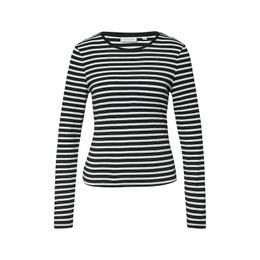comma, COMMA CASUAL IDENTITY Langarmshirt gestreift, figurbetont, casual, Rundhals BLACK/WHITE STRIPE 38 38 Longsleeve mit ikonischen Streifen-Design von...