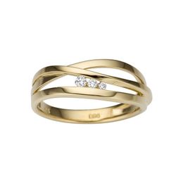 Firetti Goldring »Schmuck Geschenk Gold 585, Elegant, teilw. mehrreihig, massiv« mit Brillanten Gelbgold-585-weiß 16 Glanzvoller Damenring als...