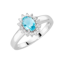 Firetti Fingerring »Schmuck Geschenk Silber 925 Silberring Blüte« mit Kristallstein, Zirkonia (synth.) silberfarben-hellblau-kristallweiß 19...