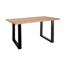 Baumkantentisch 140x80cm Naturbelassen Schwarz MAREK