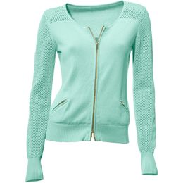 Heine Witt Damen Feinstrickjacke mit 2-Wege-Rei&szlig;verschluss, mint, Gr&ouml;&szlig;e 34