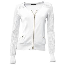 Heine Witt Damen Feinstrickjacke mit 2-Wege-Rei&szlig;verschluss, wei&szlig;, Gr&ouml;&szlig;e 46