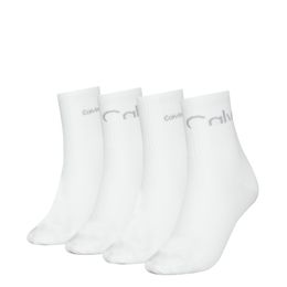 Socken Calvin Klein Jeans "CKJ WOMEN SHORT SOCK 4P CUT LOGO ECOM", Damen, Gr. - (37/41), weiß, Obermaterial: 66% Baumwolle, 31% Polyamid, 3% Elasthan, Socken