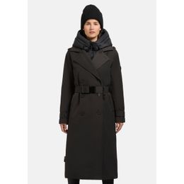 Trenchcoat Khujo "Elena-YM", Damen, Gr. L (40), grau, Obermaterial: 100% Polyester; Futter: 100% Nylon; Wattierung: 100% Polyester, tailliert ca. Mitte Wade, hoch geschlossener Ausschnitt, Ärmel ohne Ärmelschlitz abgesteppte Kante mit Knöpfen,verstellbar, Mäntel, Warmer Wintermantel mit doppelter Knopfleiste