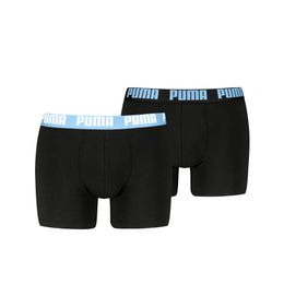 Boxershorts Puma "Puma MEN EVERYDAY BASIC BOXERS 2P", Herren, Gr. L, schwarz (schwarz, cool blau), Single Jersey, Obermaterial: 95% Baumwolle, 5% Elasthan, körpernah, Unterhosen, mit Logobund