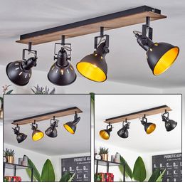 hofstein Tina Deckenleuchte Chrom, Holz dunkel, Schwarz, 4-flammig