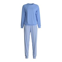 Calida Pyjama Damen Gr&ouml;&szlig;e XS blau / wei&szlig; Winterkleid
