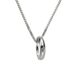 ZEEme for Kids Halskette 925 Silber Taufring mit Diamant 0,01ct.