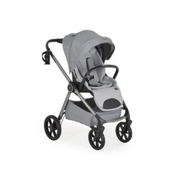 Cangaroo Kombikinderwagen Unique 3 in 1 Babyschale Sto&szlig;d&auml;mpfer PU-R&auml;der Tasche grau