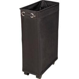 Wäschekorb Wenko "Corno", schwarz, B:18,5cm H:60cm T:40cm, Polyester, Polypropylen, Wäschesammler, schwarz, mit vier leichtgängigen Rollen