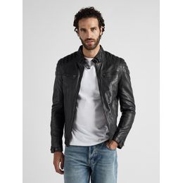 Bikerjacke JCC "51167", Herren, Gr. 46, grau (anthrazit), Obermaterial: 100% Lammleder; Innenmaterial: 100% Polyester, mit Knöpfen, Jacken