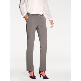 Stretch-Hose Heine, Damen, Gr. 18, Kurzgr&ouml;&szlig;en, grau (taupe), 62% Polyester, 33% Viskose, 5% Elasthan, unifarben, lang, Hosen