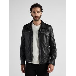 Lederjacke JCC "51195", Herren, Gr. 46, schwarz, Oberstoff: 100% Lammleder; Futter: 100% Polyester, mit Knopf, Jacken