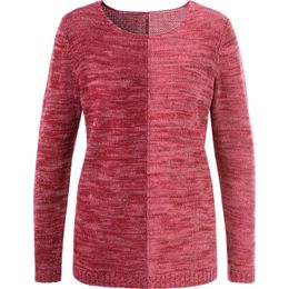 CR&Eacute;ATION L Damen Langarm-Pullover im 2-farbigen Melange-Strick dunkelrot-flamingo-meliert Gr&ouml;&szlig;e 50