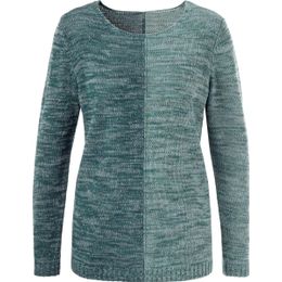 CR&Eacute;ATION L Damen Langarm-Pullover im 2-farbigen Melange-Strick petrol-kalkmint-meliert Gr&ouml;&szlig;e 38