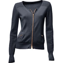 Heine Witt Damen Feinstrickjacke mit 2-Wege-Rei&szlig;verschluss, marine, Gr&ouml;&szlig;e 46