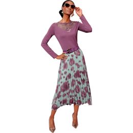 WITT Damen Plisseerock mit Viskose-Futter, mint-violett-bedruckt, Gr&ouml;&szlig;e 19