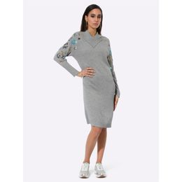 WITT Damen Strickkleid, steingrau-meliert, Gr&ouml;&szlig;e 38