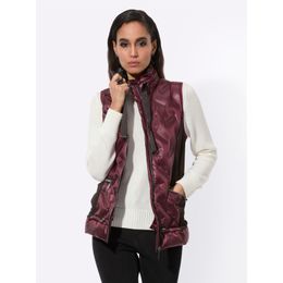 WITT Damen Steppweste mit Saum in 2-in-1-Optik, burgund-graphit, Gr&ouml;&szlig;e 50