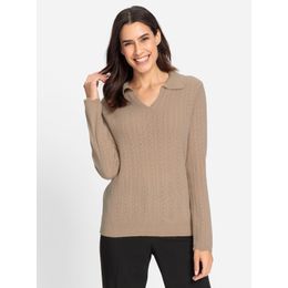 WITT Damen Polopullover mit Wellenabschluss, beige, Gr&ouml;&szlig;e 38